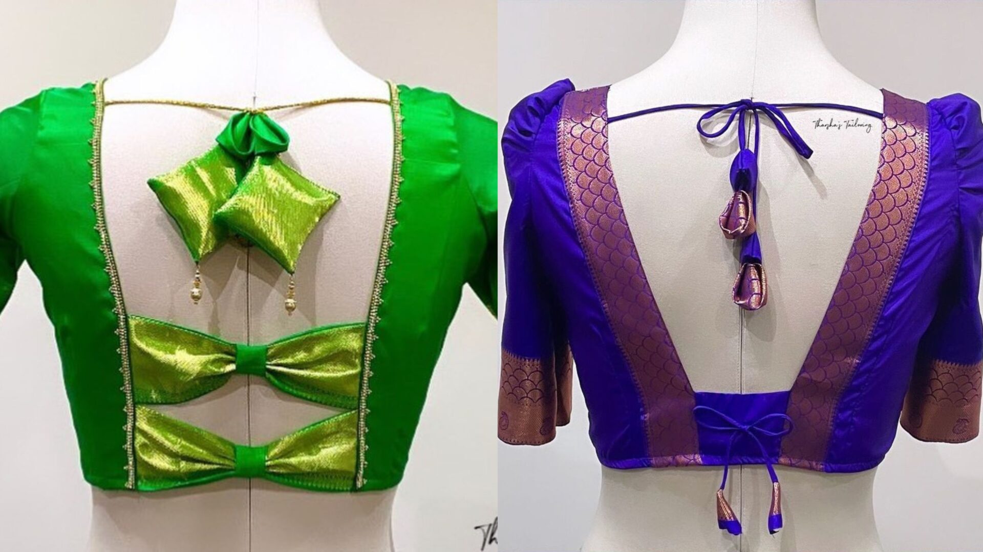 सिल्क ब्लाउज की सिंपल बैक नेक वैरायटी