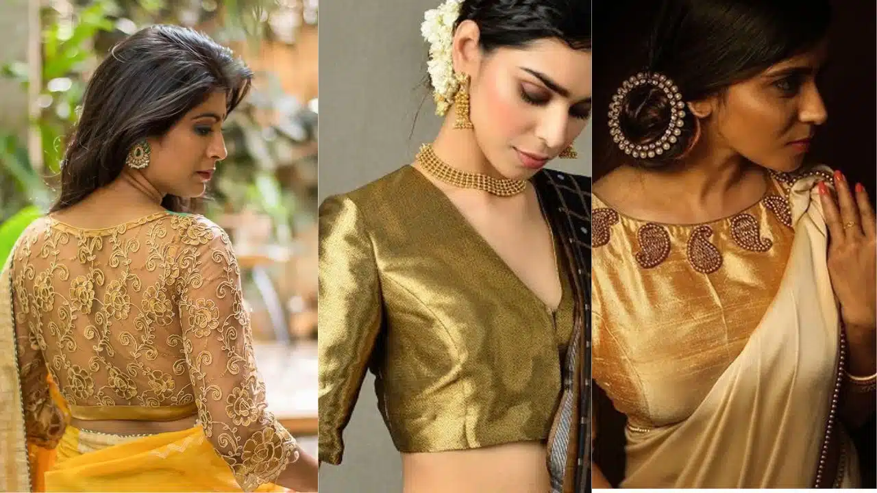23+ Latest Golden Blouse Designs 2024