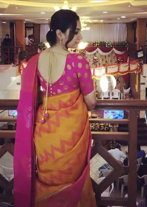 Trendy Pink Deep Square Neck Blouse For Saree 2024