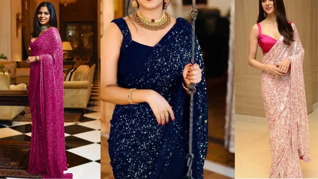 33+ Latest Trendy Sequin Work Saree Designs 2024