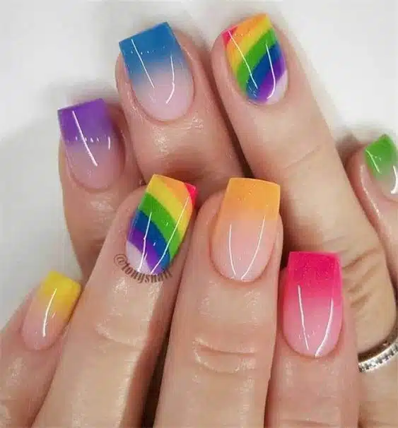 40+ Outstanding Rainbow Nail Designs 2024