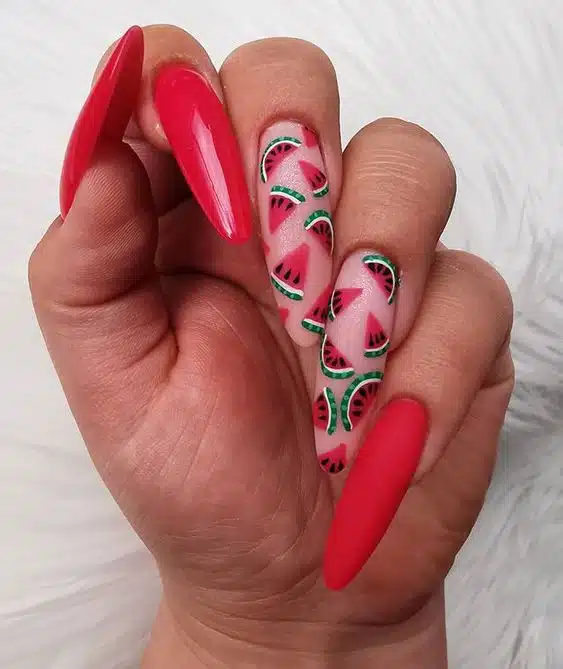 36+ Awesome Watermelon Nail Design For This Summer (2024)