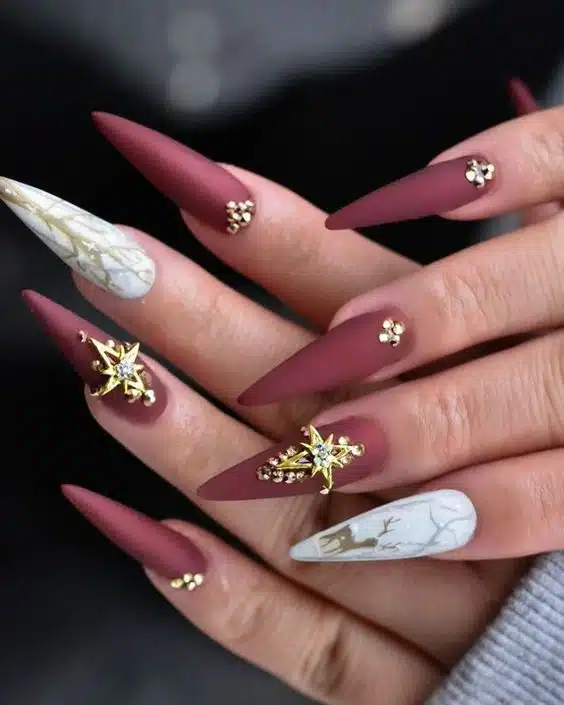 30+ Latest Maroon Nail Designs You Can Try 2024
