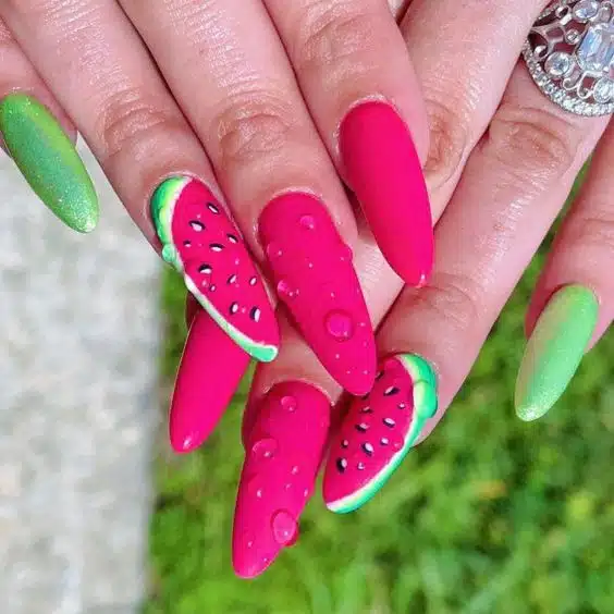 36+ Awesome Watermelon Nail Design For This Summer (2024)