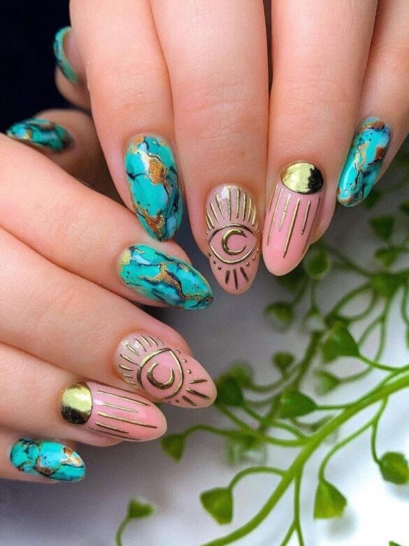 24+ Turquoise Nail Designs For A fresh Look 2024