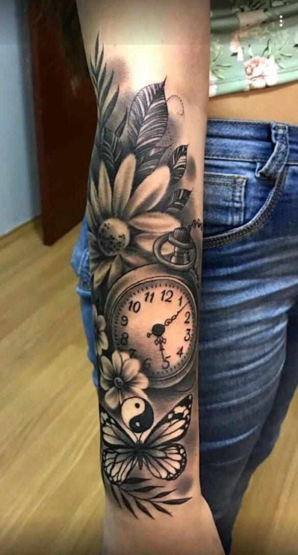 24+ Latest Clock Tattoo Designs Female 2024