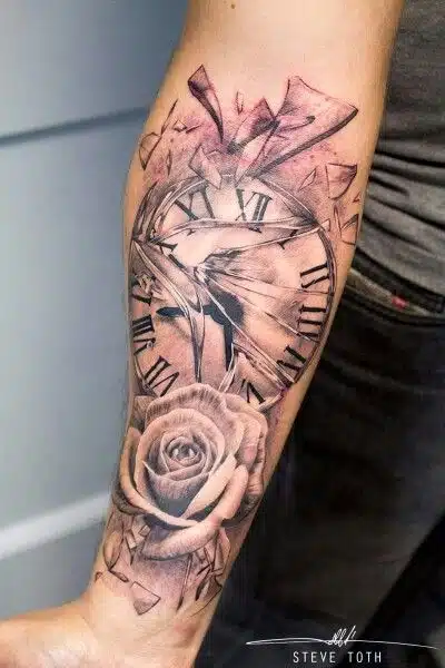 51+ Trendy Broken Clock Tattoo Designs 2024