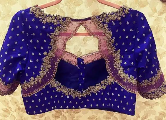 55+ Simple Aari Work Blouse Designs Blue Colour (2024)